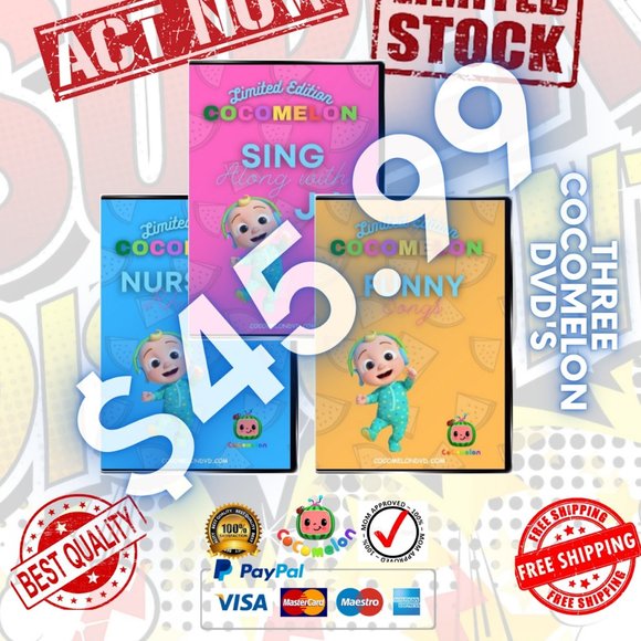 3 Brand New Cocomelon DVD's | Toys | Cocomelon Songs For Kids 3 Dvd Set ...